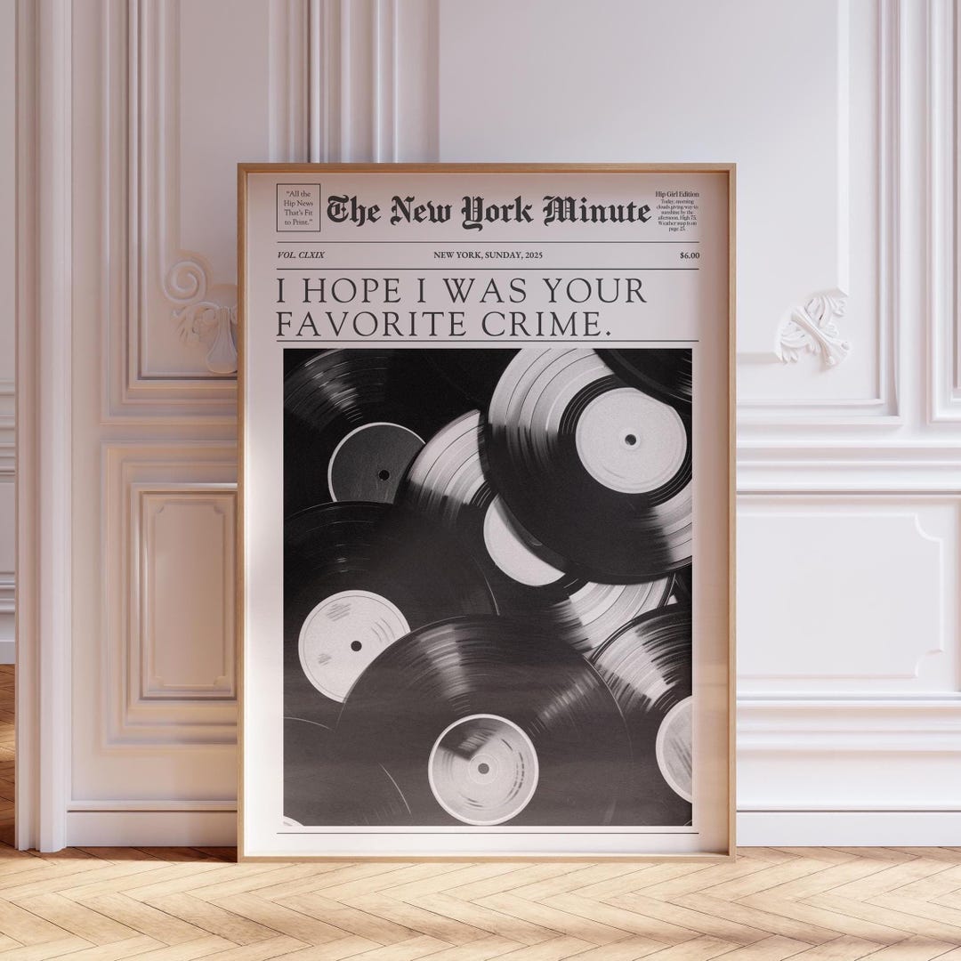Retro Newspaper Print Poster, Vinyl Records, 70s Style (digital ...