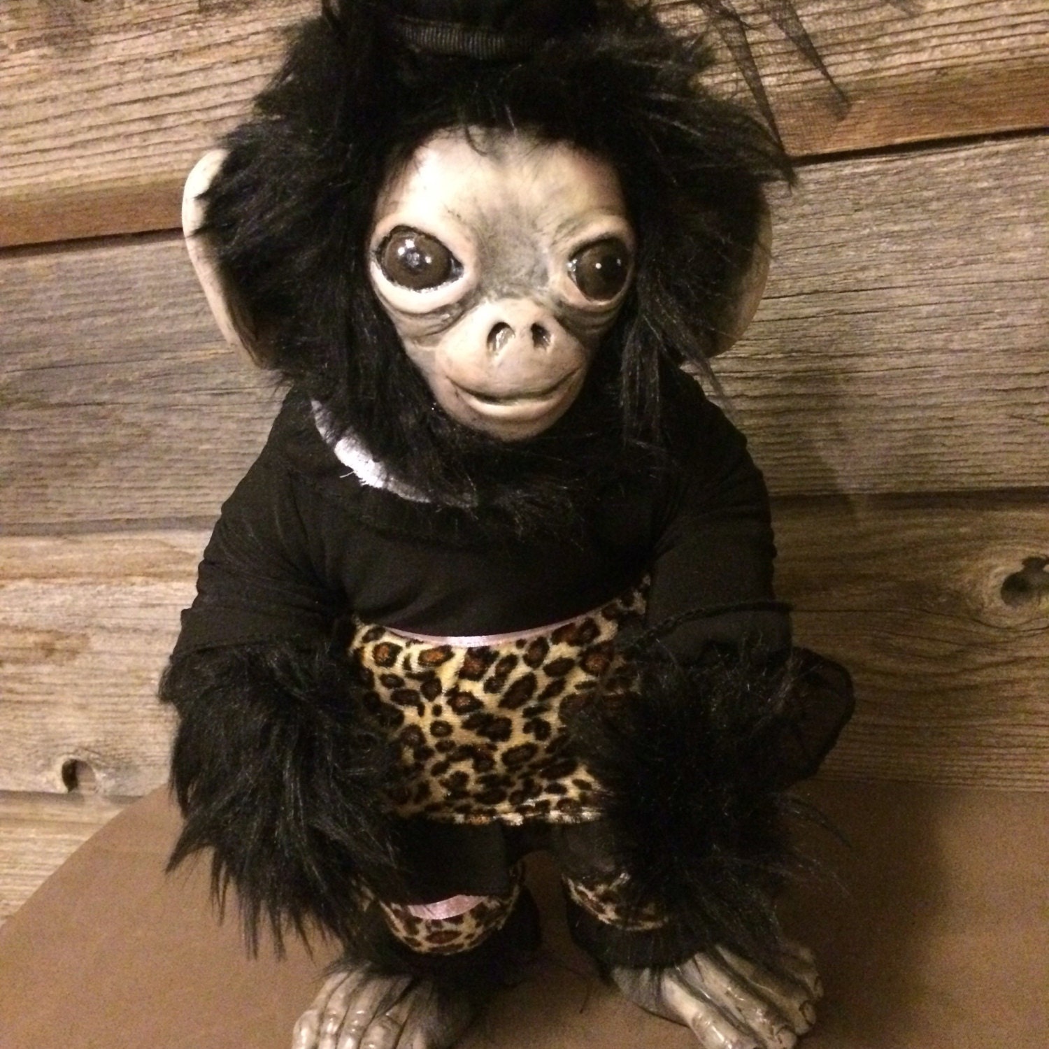 OOAK Fine Art Doll: Fuzzy Monkey With Animal Print Party Frock - Etsy
