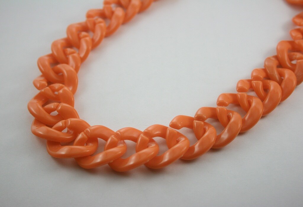 30 inch. Orange Chunky Chain Plastic Link Necklace Craft DIY | Etsy