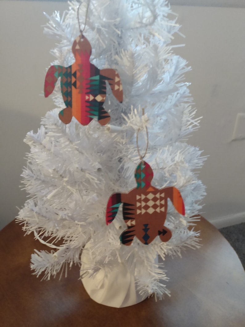 Handcrafted Native Turtle Fabric Woodbased Ornaments Turtle - Etsy