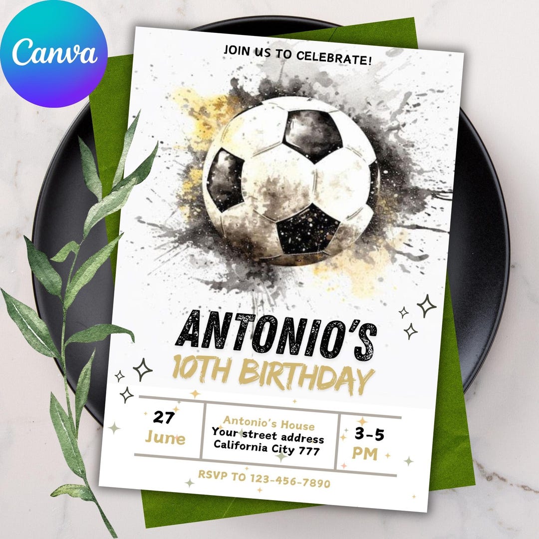 Editable Soccer Birthday Invitation Template, Soccer Birthday ...
