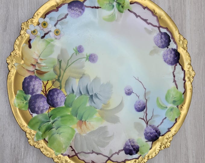 Hand Painted Plate, France, Artist Signed, Fruit and Flower Decorative ...