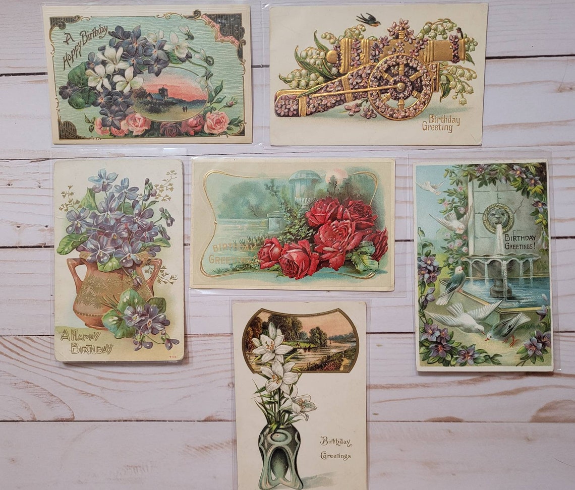 Antique Birthday Postcard Lot Early 1900s - Etsy
