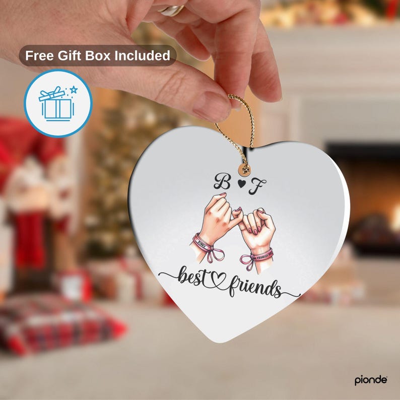 Pinky Promise Ornament Personalized Heart: Friendship Keepsake, Ceramic ...