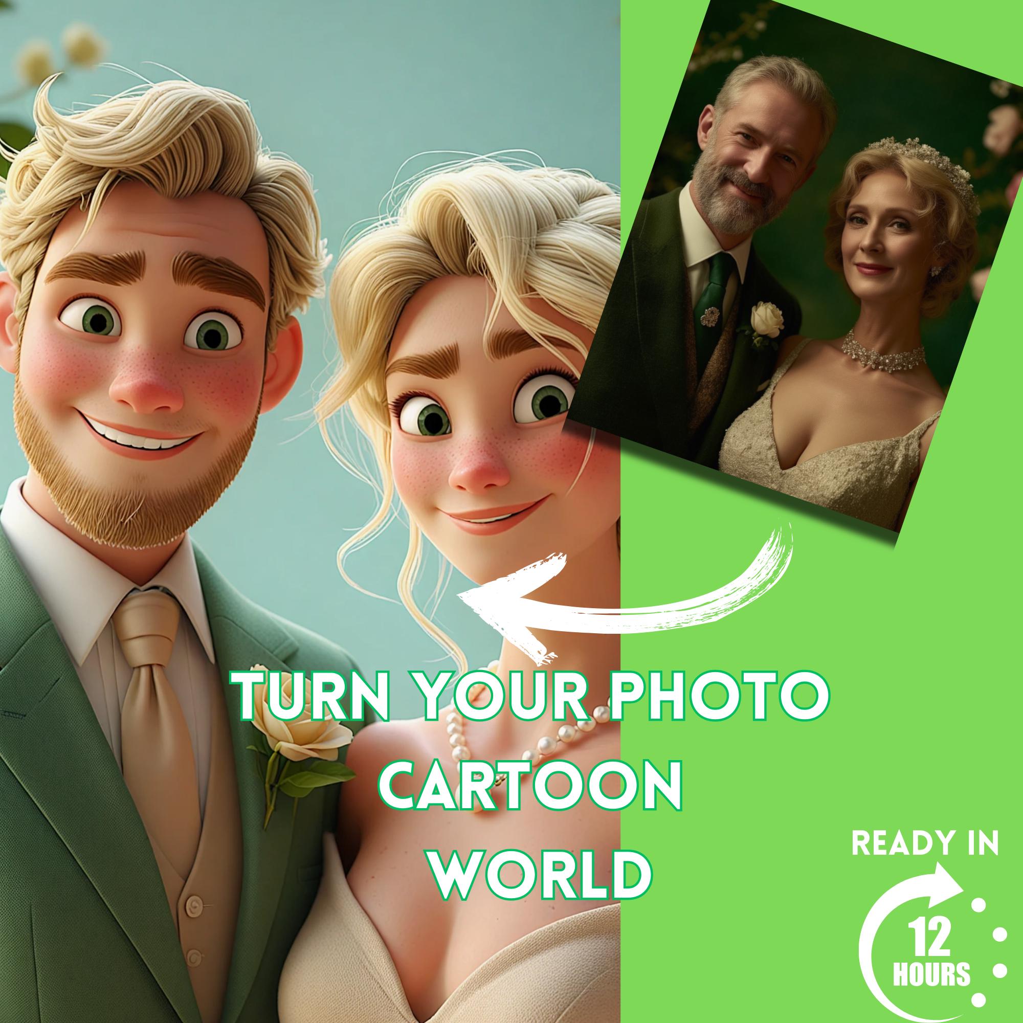 Custom Pixar Style Cartoon Couple Portrait, Personalized 3D Digital ...