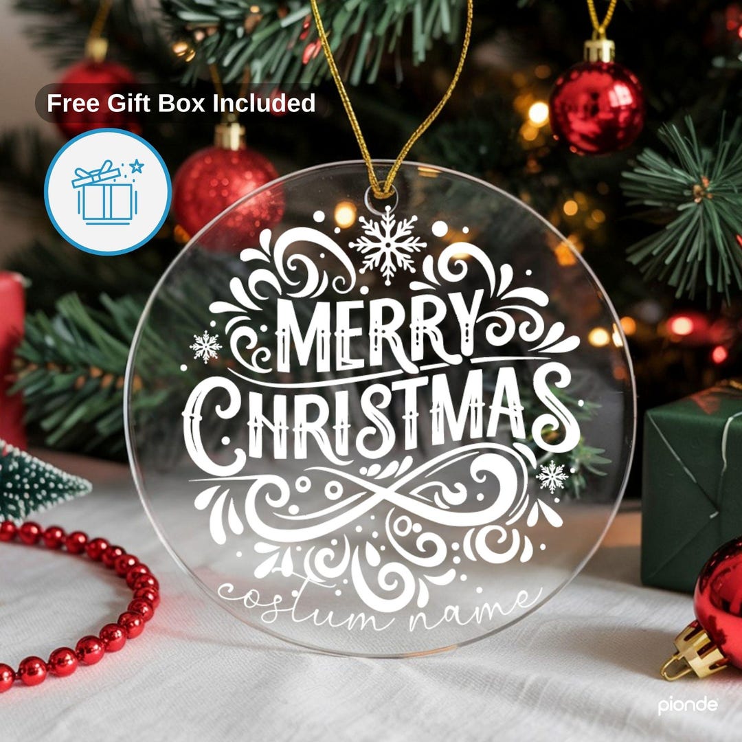 Custom Name Merry Christmas Glass Ornament, Personalized Acrylic ...