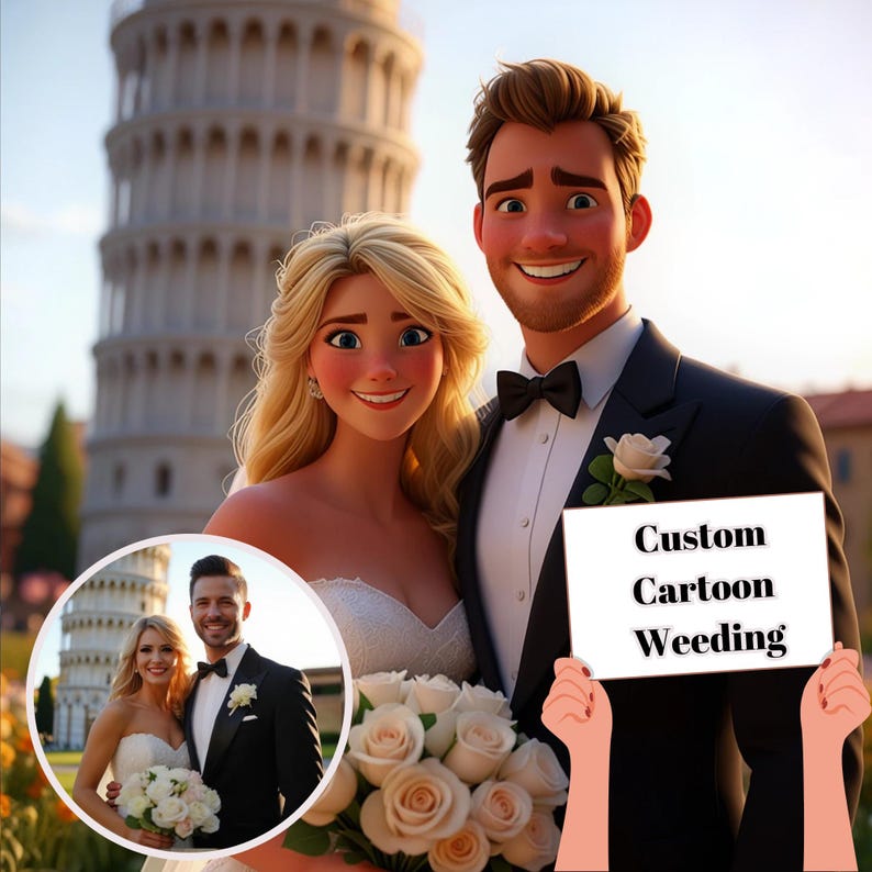 Custom Pixar Style Cartoon Couple Portrait, Personalized 3D Digital ...