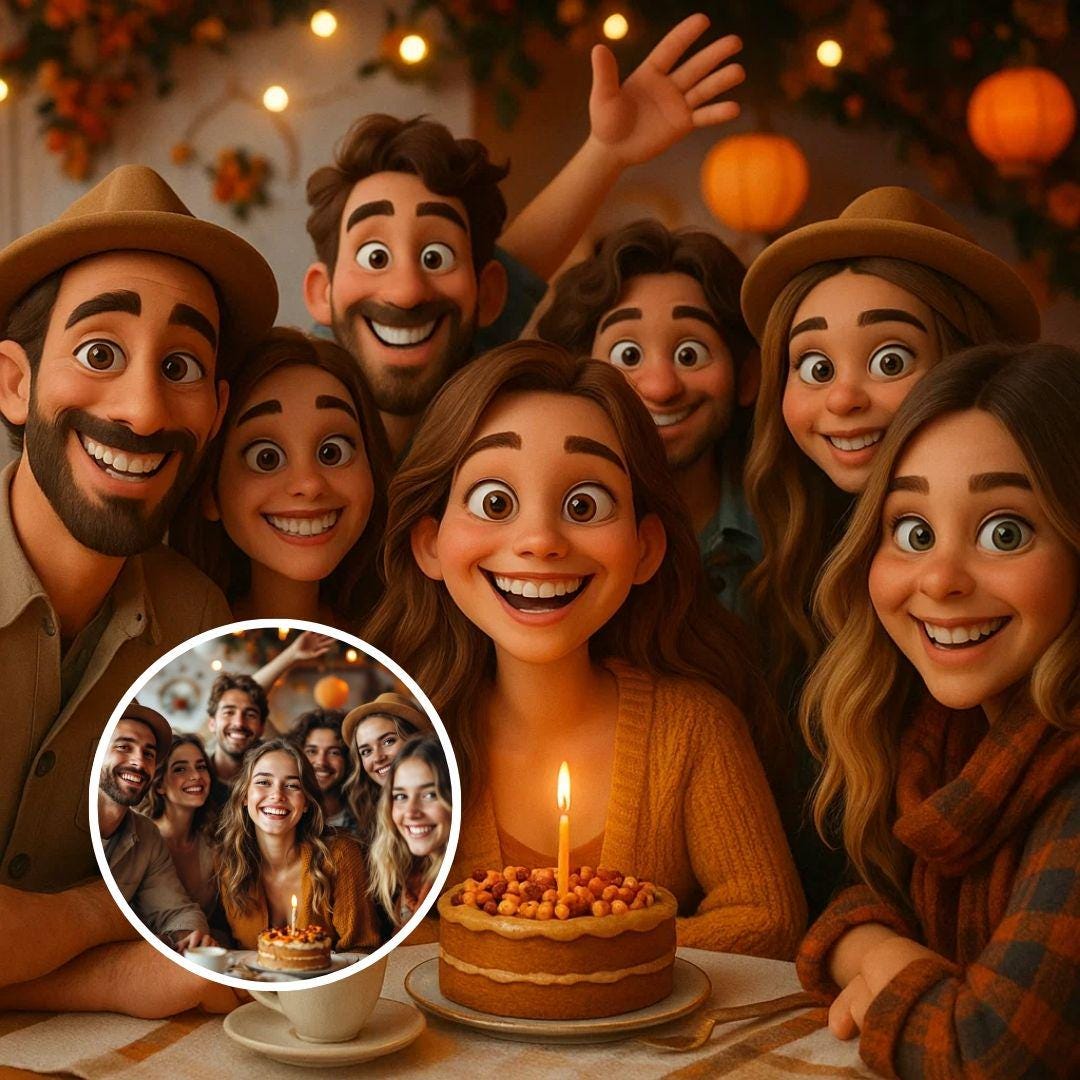 Custom Balkan Family Birthday Cartoon Portrait, 3D Animation Style ...