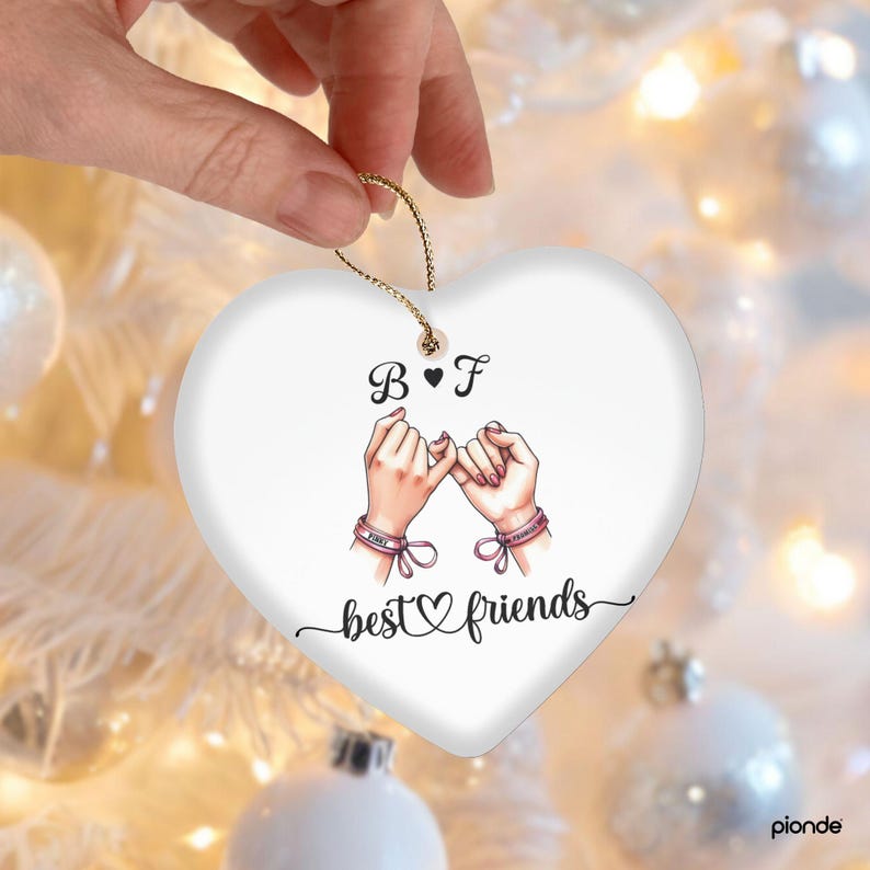 Pinky Promise Ornament Personalized Heart: Friendship Keepsake, Ceramic ...