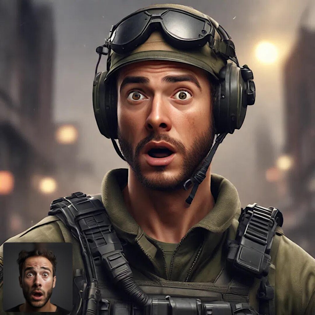 Custom Shocked Hero Portrait - Funny Military Digital Art ...
