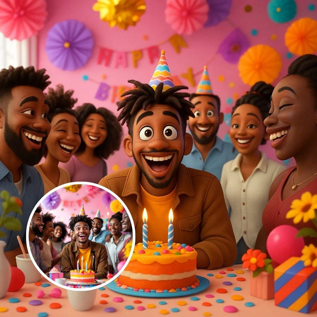 Custom 3D Animation Style Cartoon Birthday Portrait, Mixed Ages ...