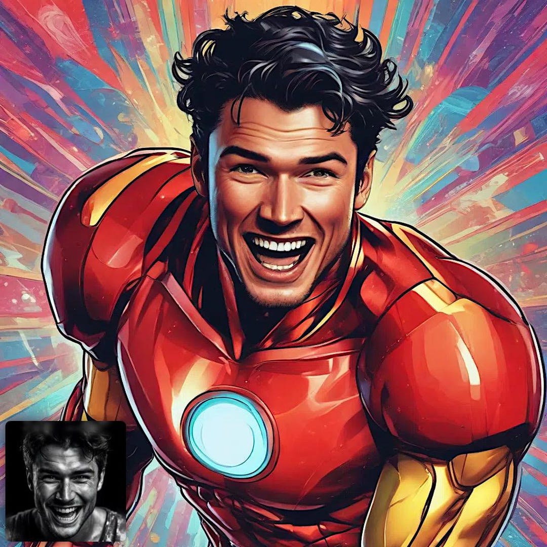 Iron Hero Custom Portrait | Superhero Digital Art | Personalized Comic ...