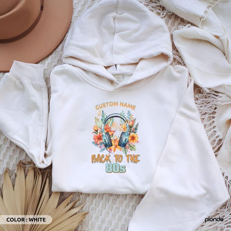 Vintage 80s Apparel Hoodie Personalized Sweatshirt, Colorful Floral ...