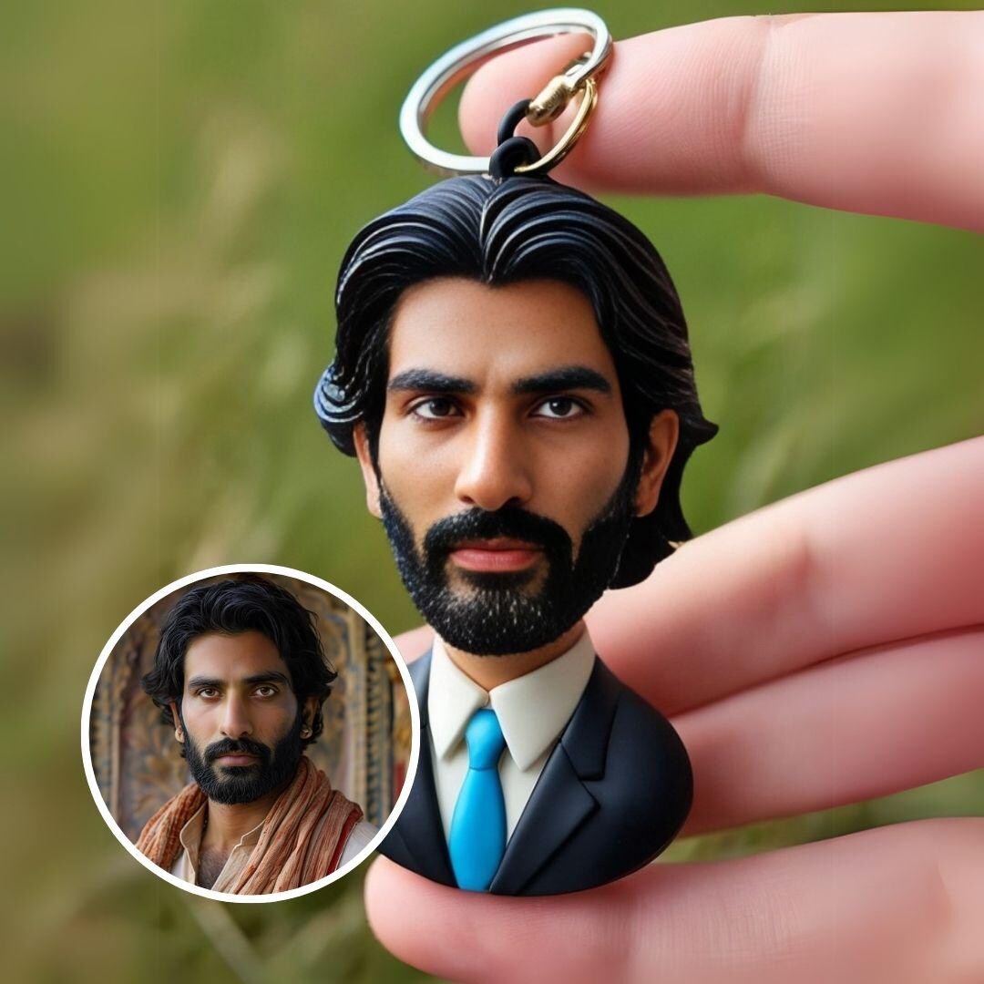Custom 3D Keychain Portrait, Personalized Face Keyring, Unique Gift for ...
