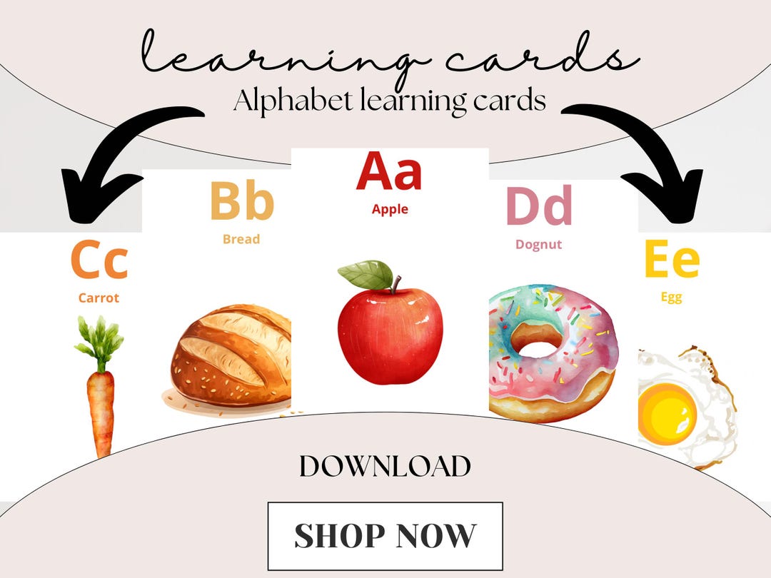 Alphabet Learning Cards Digital - Etsy