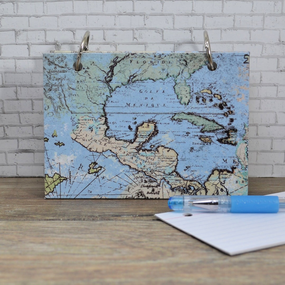 Index Card Binder, World Map, Journal Notebook or Address Book - Etsy