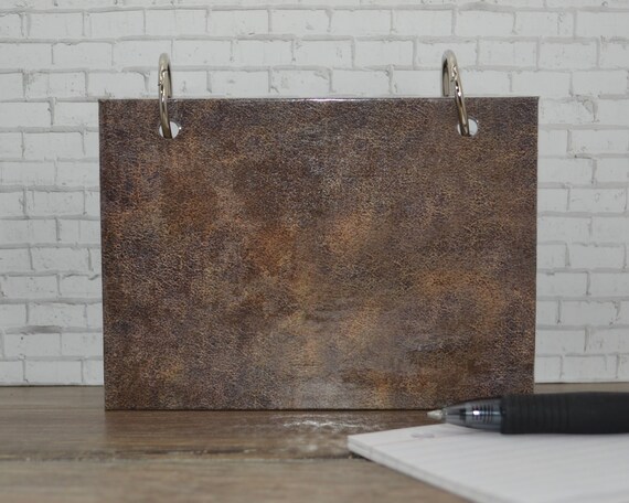 Index Card Binder Faux Aged Leather Meeting Notes or Contact | Etsy