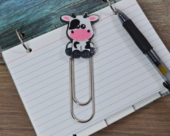 Cow Jumbo Paperclip Bookmark Black and White Heifer Index - Etsy