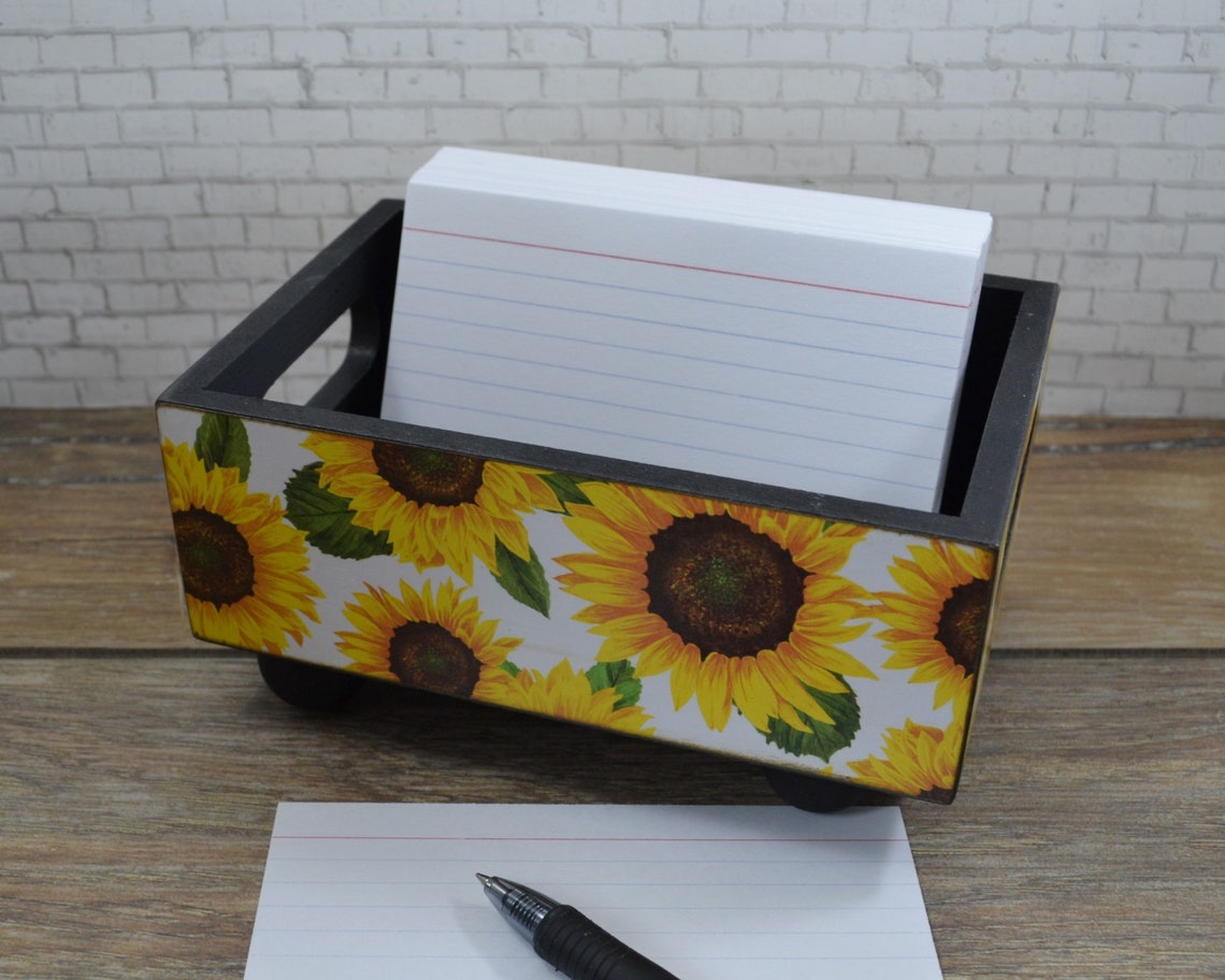 Sunflower Storage Bin Office Desk Organizer Kitchen Recipe - Etsy