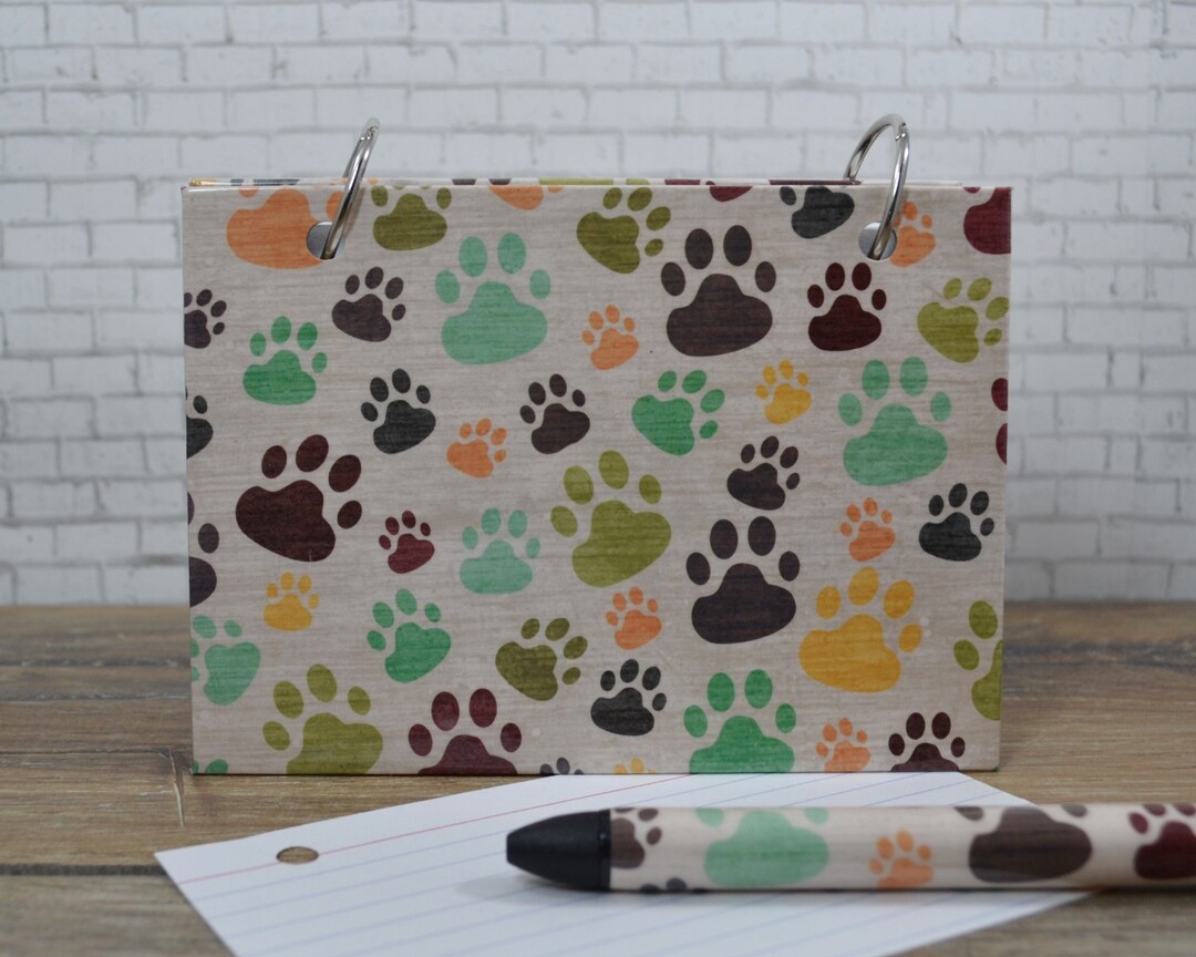 Dog Paw Prints, Index Card Binder, New Puppy Owner Planning Journal ...