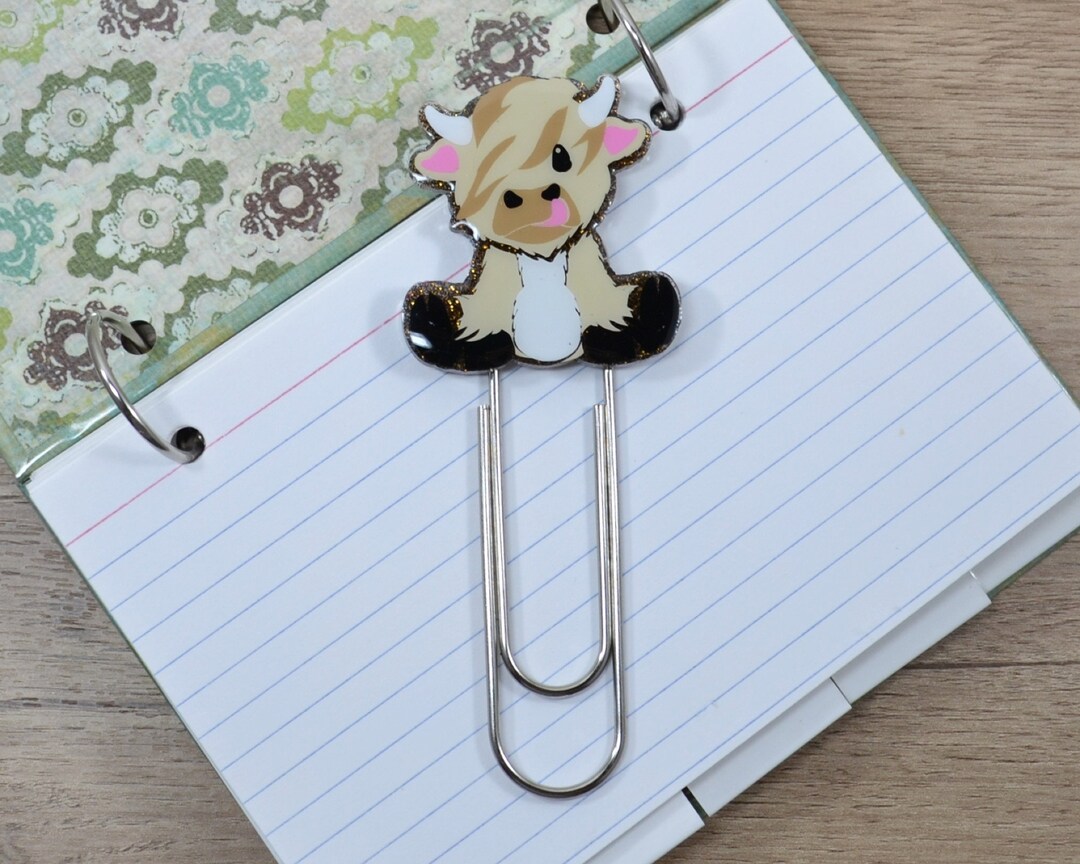 Highland Cow Jumbo Paperclip Bookmark, Sassy Heifer, Index Card Binder ...
