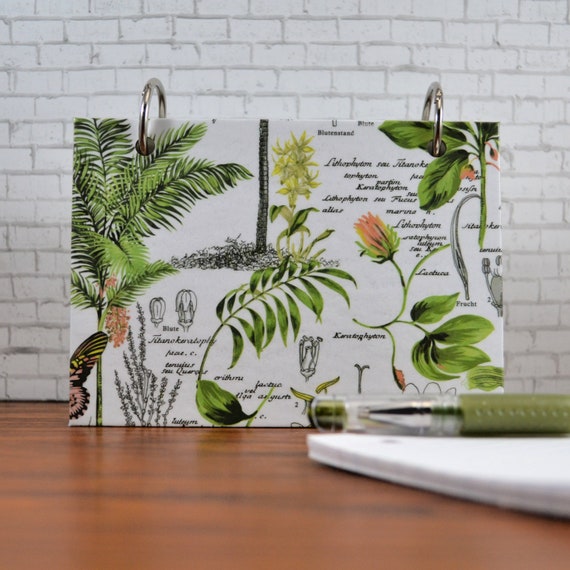 Index Card Binder Laminated Hardcover Botanical Design | Etsy