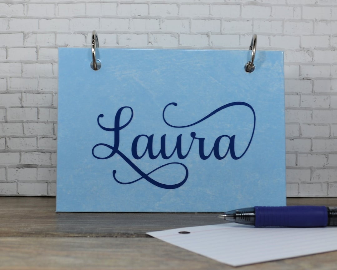 Personalized Name in Script Font, Index Card Binder, Notes Journal ...