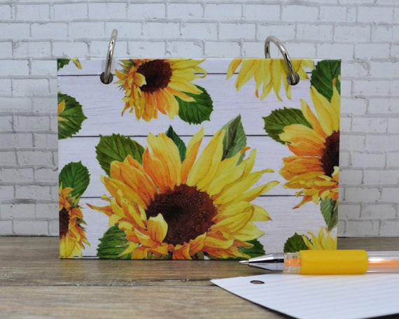 Index Card Binder Wild Sunflowers on Shiplap Junk Journal or | Etsy