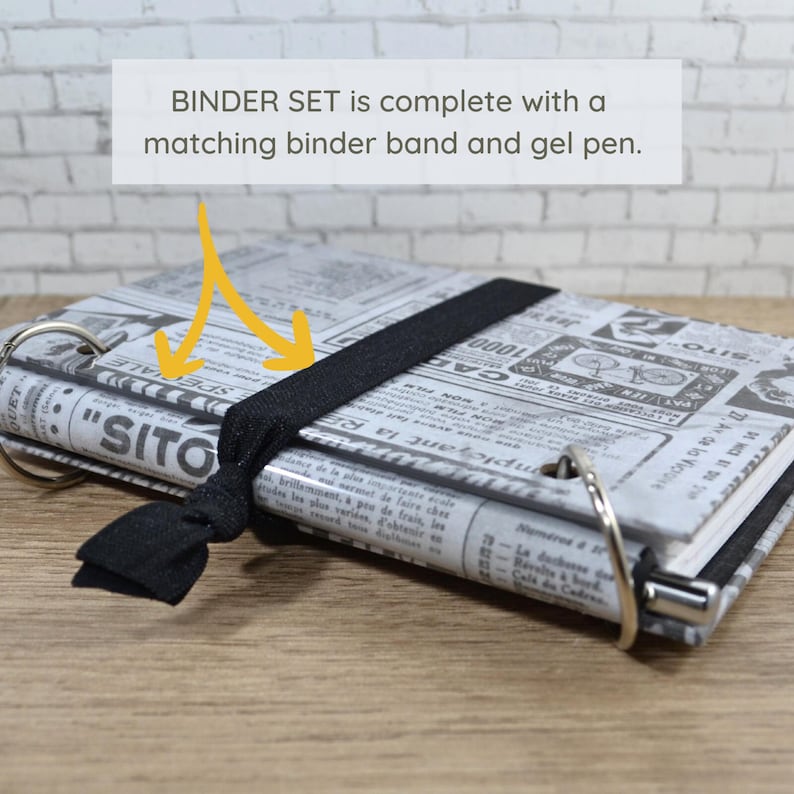 Index Card Binder in Black and White, Minimalist Set With Pen - Etsy