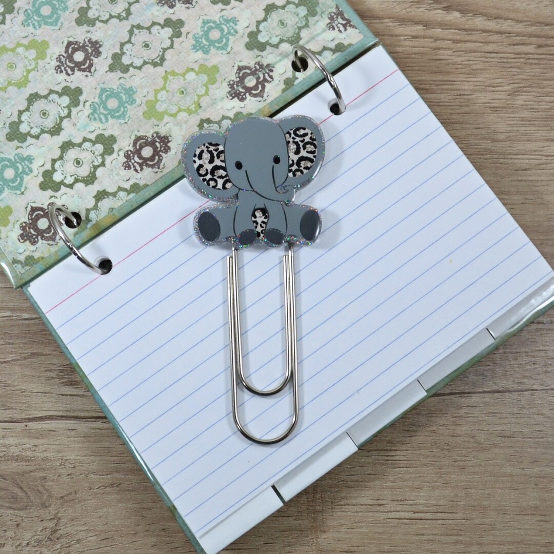 Baby Elephant With Leopard Ears, Jumbo Paperclip Bookmark, Index Card ...