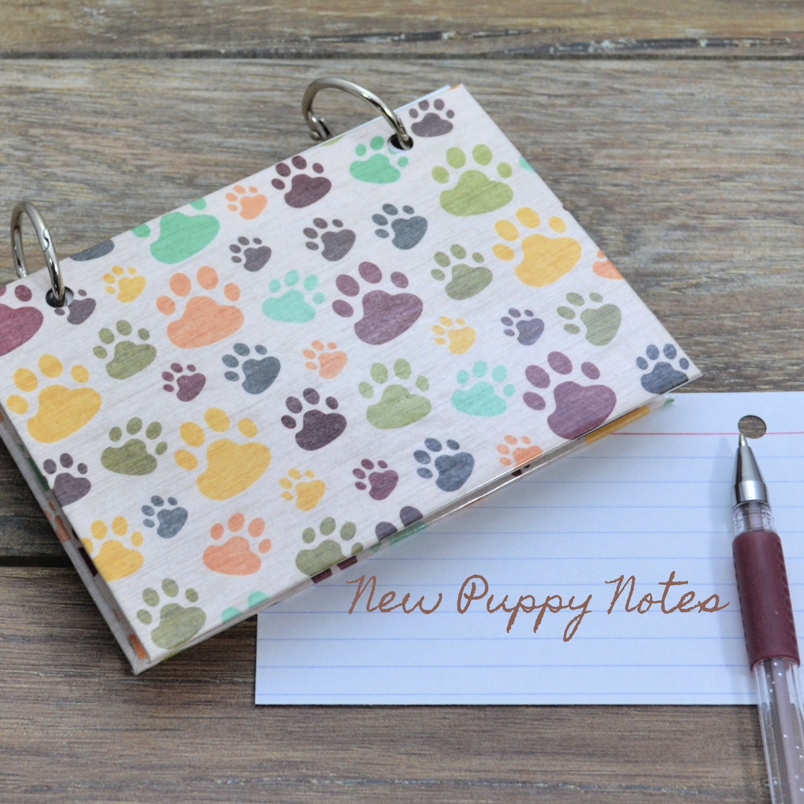 Dog Paw Prints Index Card Binder New Puppy Owner Planning - Etsy
