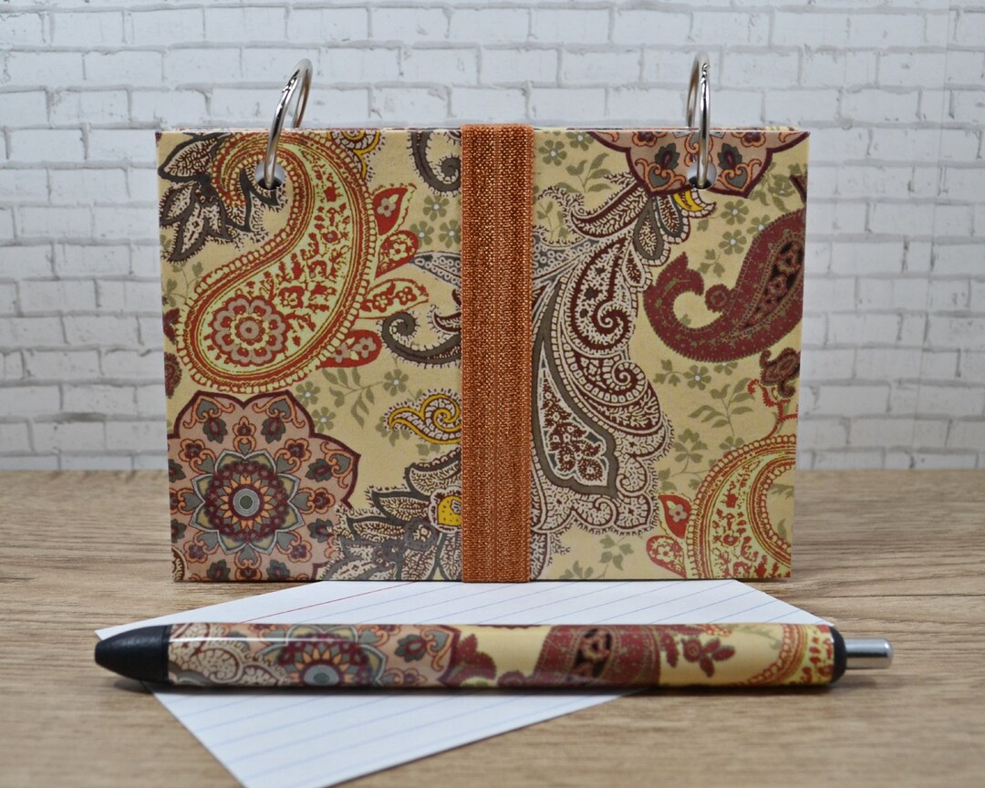 Index Card Binder Set With Matching Gel Pen, Autumn Paisley, Fall ...