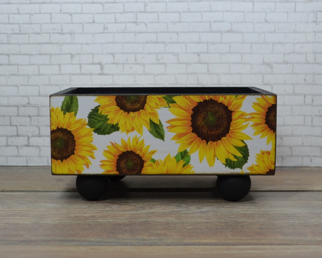 Sunflower Storage Bin, Office Desk Organizer, Kitchen Recipe Holder - Etsy
