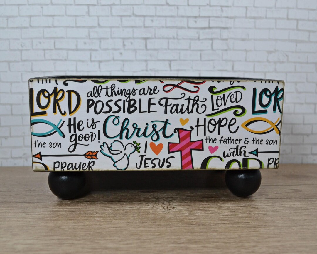 Index Card Storage Bin, Faith Words, Bible Study, Desk Organizer ...