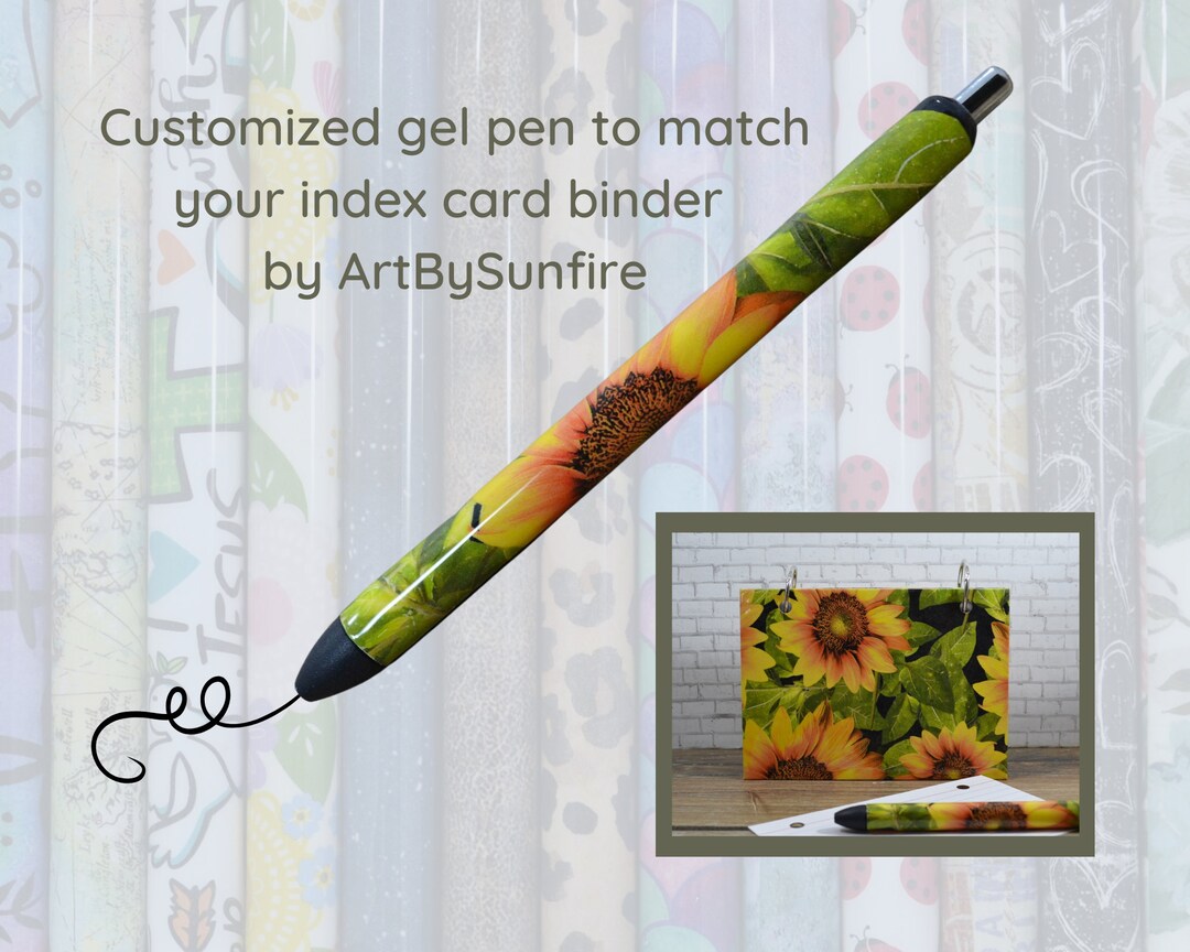 Gel Pen to Match Your Index Card Binder, Sunflowers on Black, Medium ...
