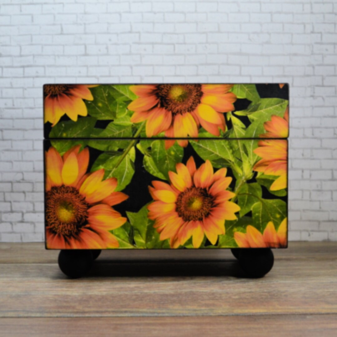 Recipe Card Box, Sunflowers, Country Kitchen Storage, Wedding Keepsakes ...