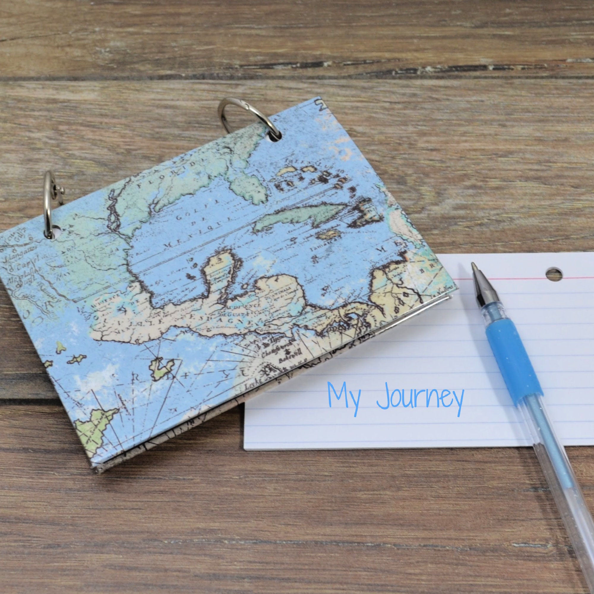 Index Card Binder, World Map, Journal Notebook or Address Book - Etsy.de