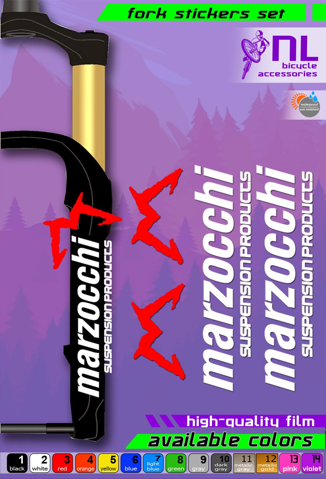 Marzocchi Vinyl Stickers, for the Fork of the Bicycle. High Quality ...