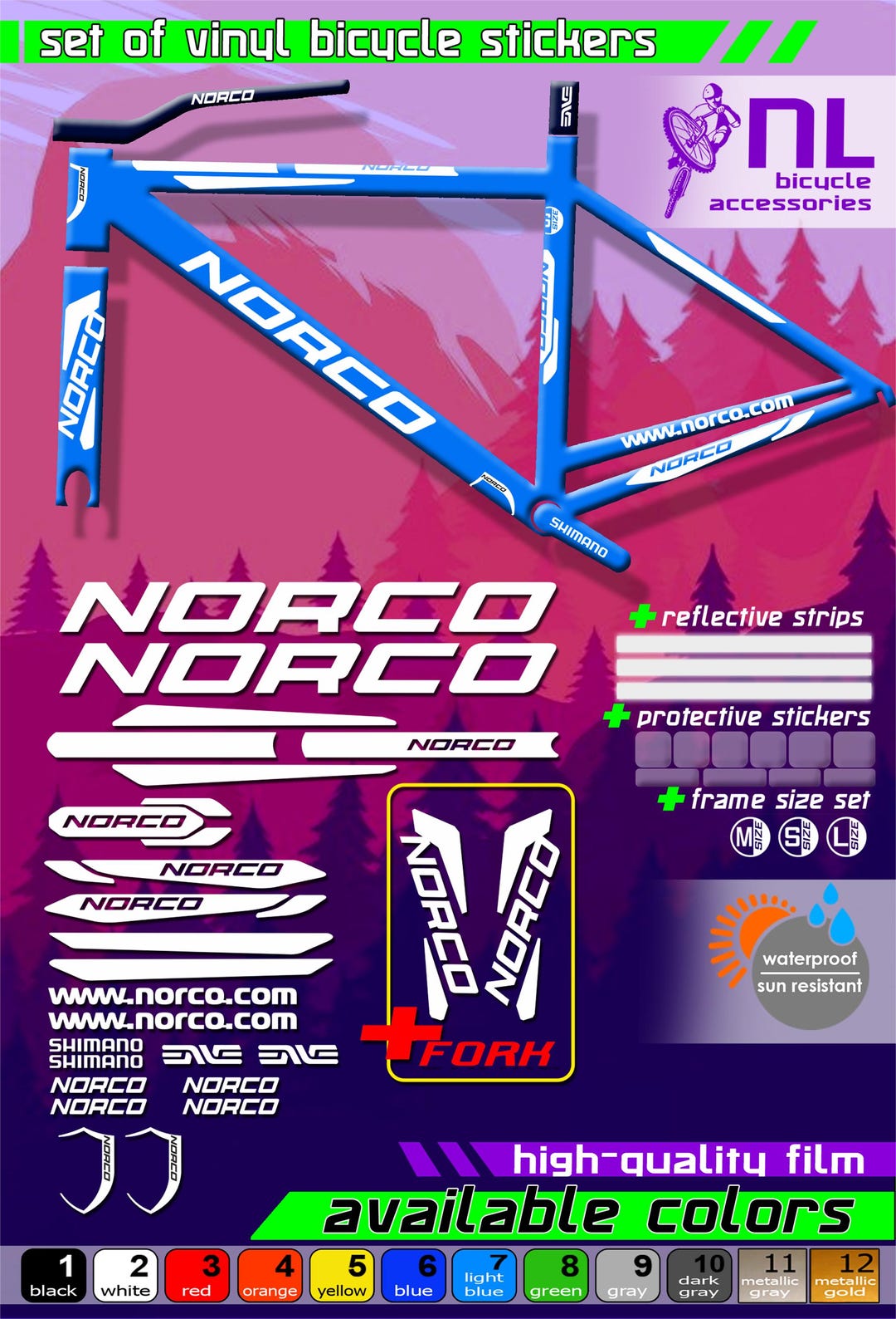 NORCO Vinyl Stickers, for the Frame and Fork of the Bicycle. High ...