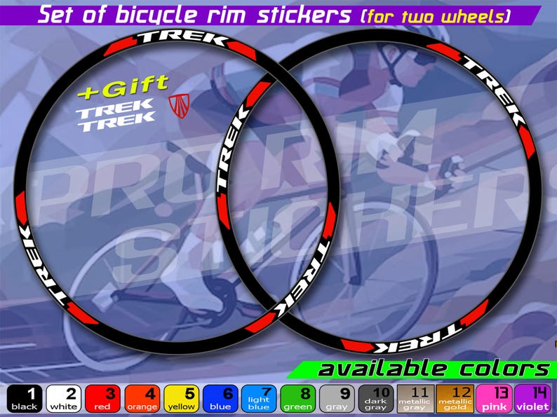 Trek Set of Bicycle Rim Stickers. for 2 Rims on Both Sides. High ...