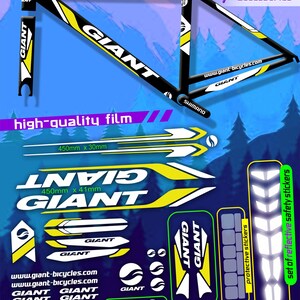 GIANT Bicycle BIG Frame Sticker Set and Fork. High Quality, Waterproof ...