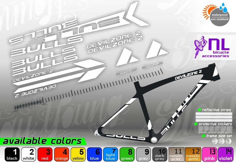 BULLS Vinyl Stickers, for the Frame and Fork of the Bicycle. High ...