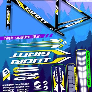 Giant Bicycle BIG Frame Sticker Set and Fork. High Quality, Waterproof ...