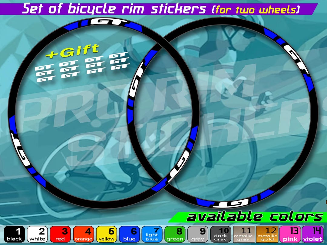 GT Set of Bicycle Rim Stickers. for 2 Rims on Both Sides. High Quality ...