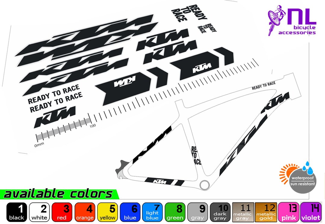 KTM Vinyl Stickers, for the Frame and Fork of the Bicycle. High Quality ...