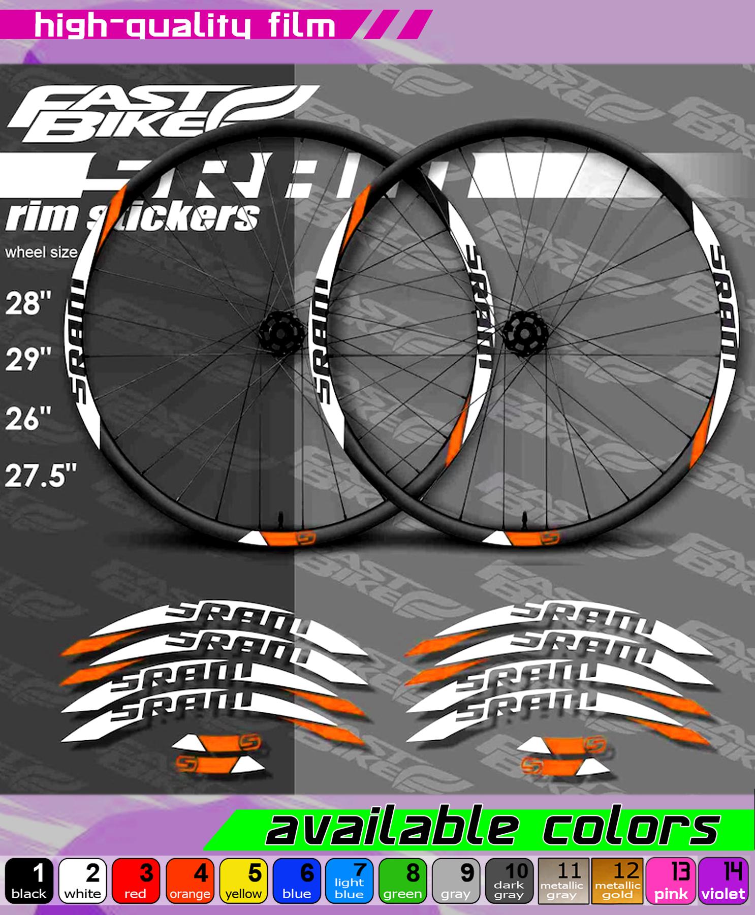 SRAM Set of Bicycle Rim Stickers. for 2 Rims on Both Sides. ALL Colors ...