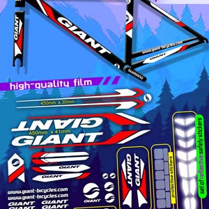 GIANT Bicycle BIG Frame Sticker Set and Fork. High Quality, Waterproof ...