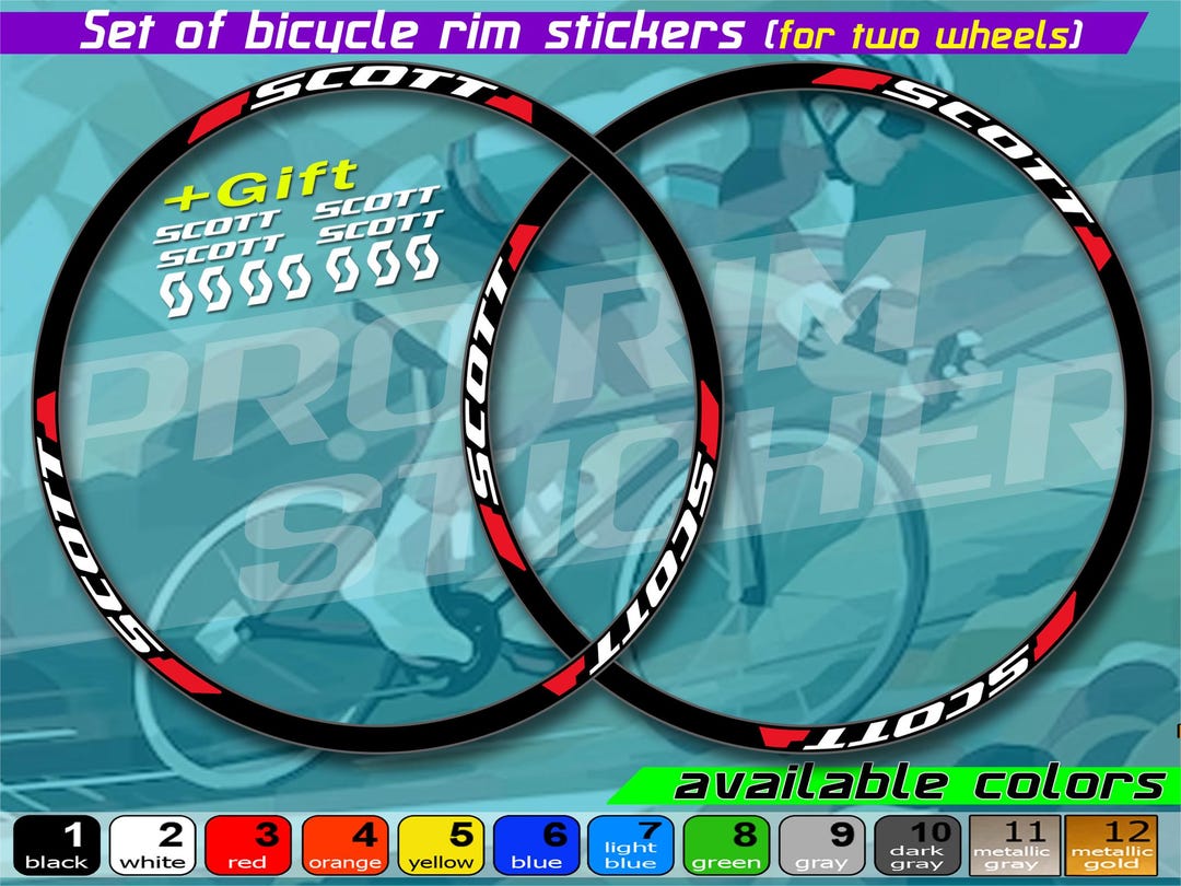 Scott Set of Bicycle Rim Stickers. for 2 Rims on Both Sides. High ...