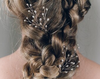 Simple wedding plait hair pins small rustic bridal hair pins | Etsy