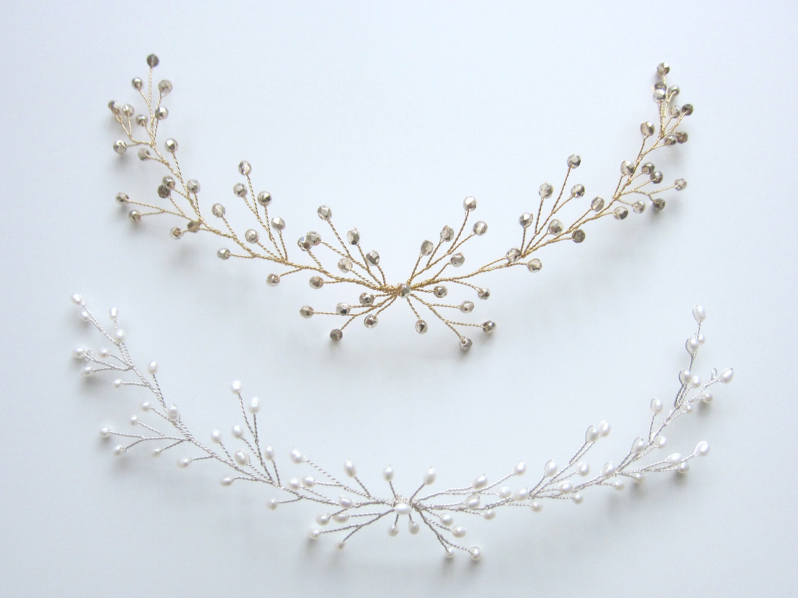 Botanical Pearl Bridal Hair Vine Gold Rustic Twig Hair Vine | Etsy